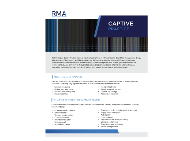 Forming A Captive Insurance Company? RMA Can Help Answer Questions
